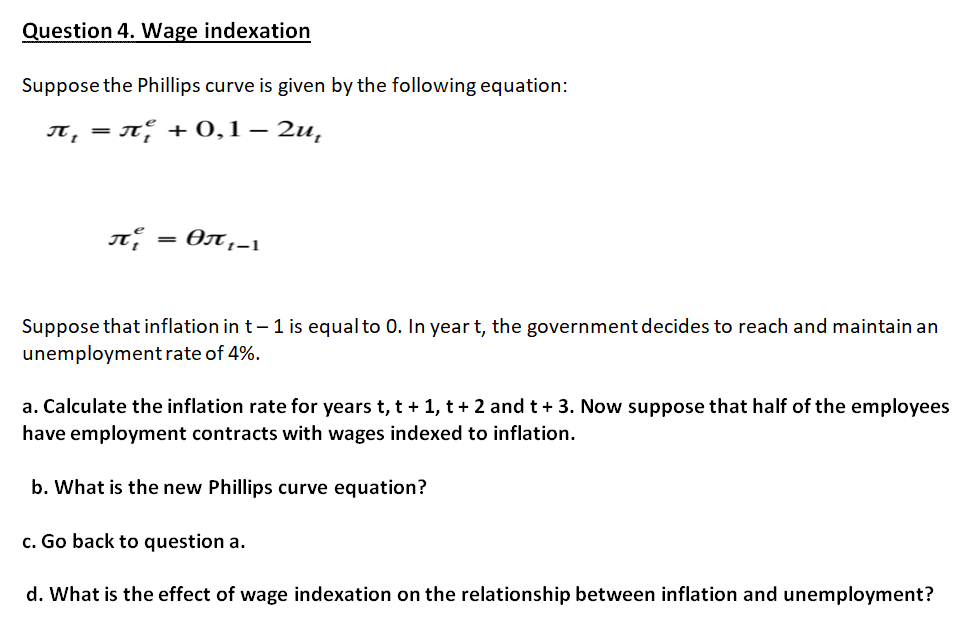 Solved Suppose the Phillips curve is given by the following | Chegg.com
