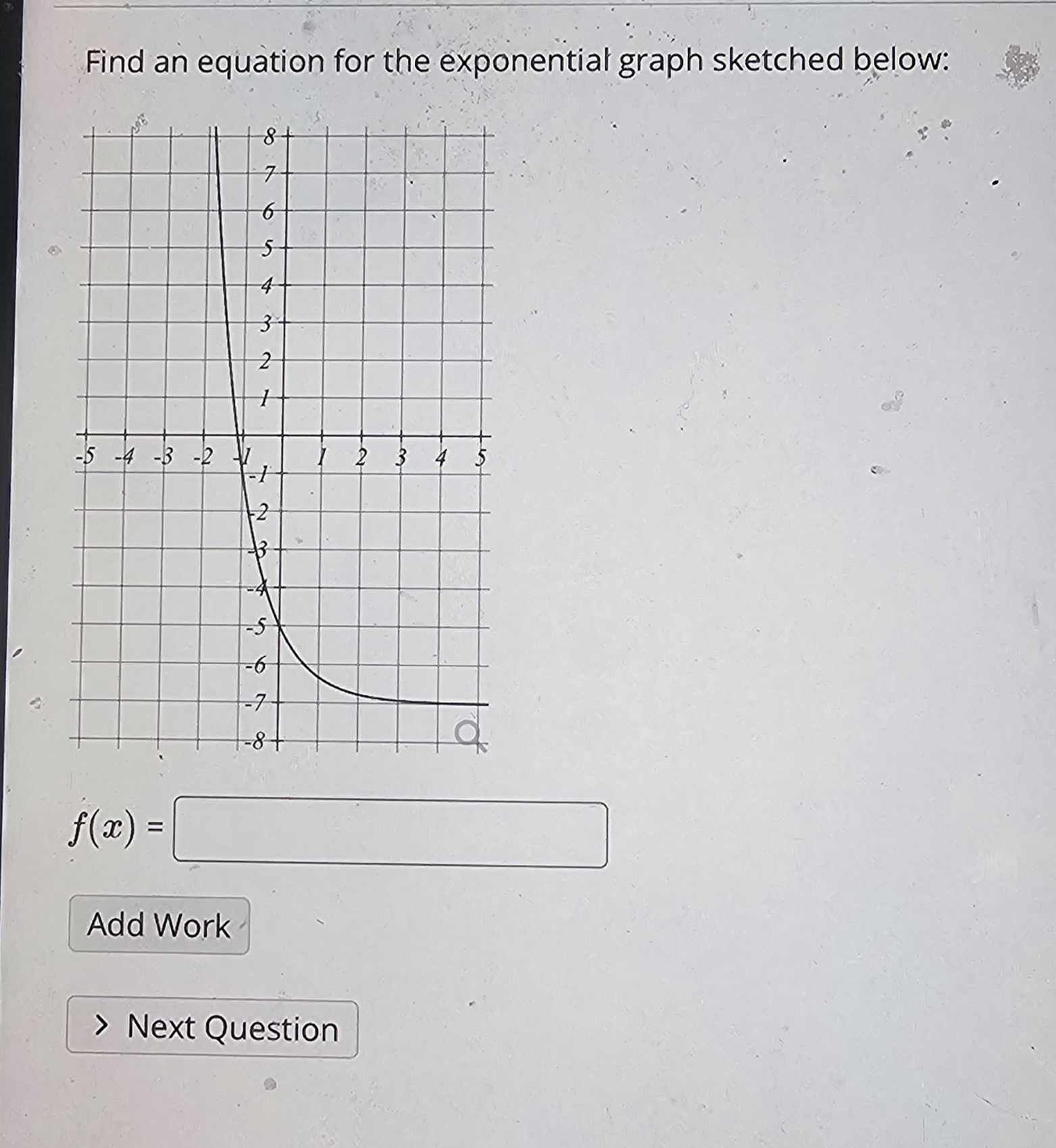 Solved Find an equation for the exponential graph sketched | Chegg.com