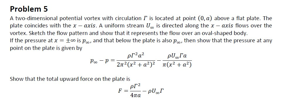 Problem 5 A two-dimensional potential vortex with | Chegg.com
