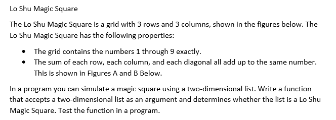 Solved Lo Shu Magic Square The Lo Shu Magic Square is a grid | Chegg.com