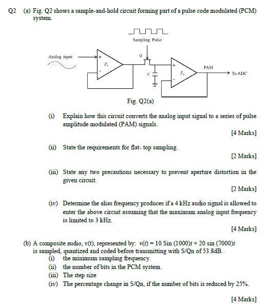 Q2 (a) Fig. Q2 shows a sample-and-hold circuit | Chegg.com