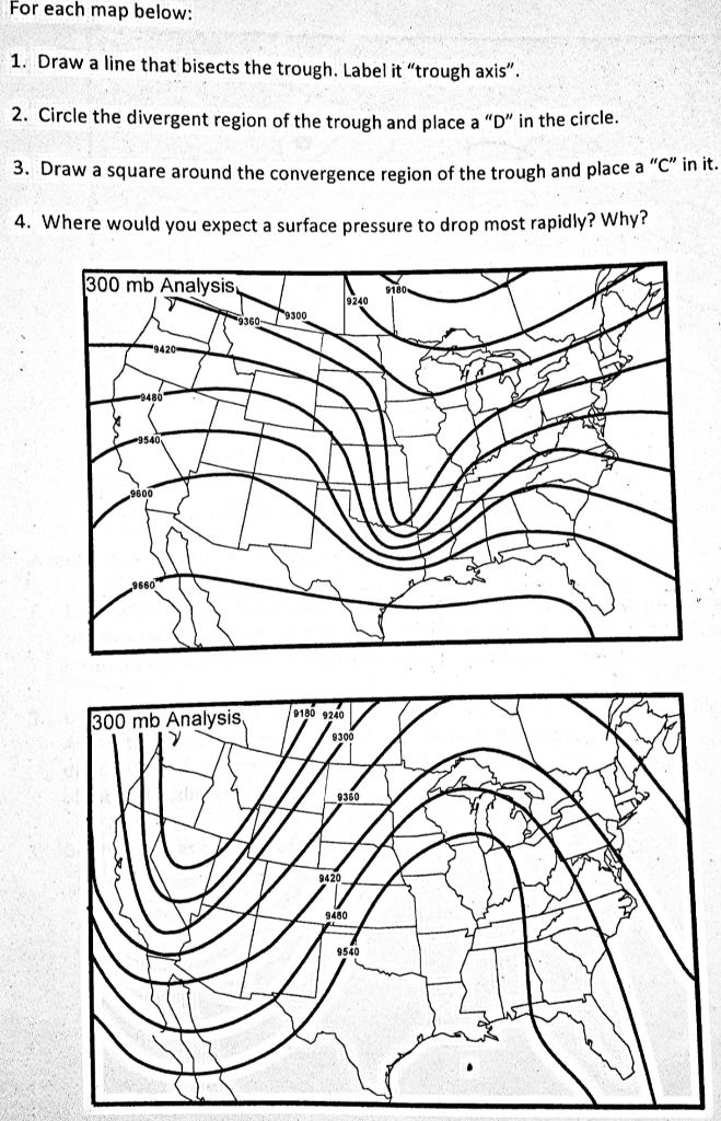 Solved For each map below: 1. Draw a line that bisects the | Chegg.com
