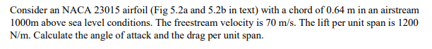Solved Consider an NACA 23015 airfoil (Fig 5.2a and 5.2b in | Chegg.com