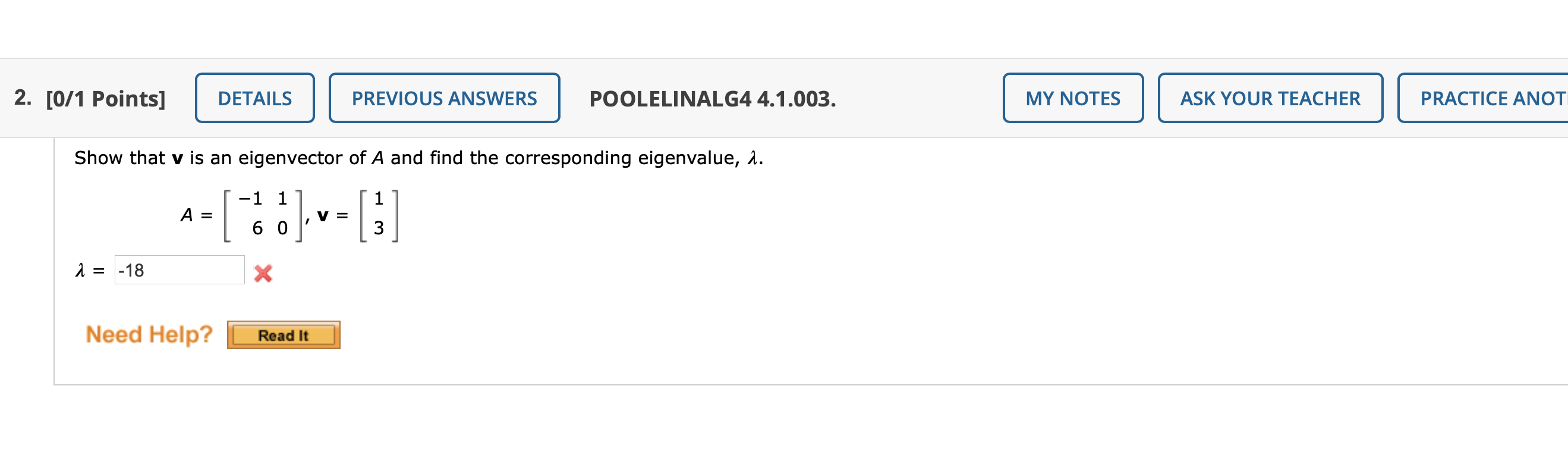 Solved 2. [0/1 Points] DETAILS PREVIOUS ANSWERS POOLELINALG4 | Chegg.com