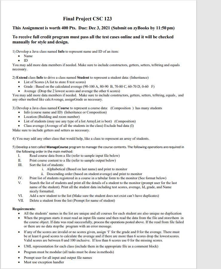 Final Project Csc 123 This Assignment Is Worth 400