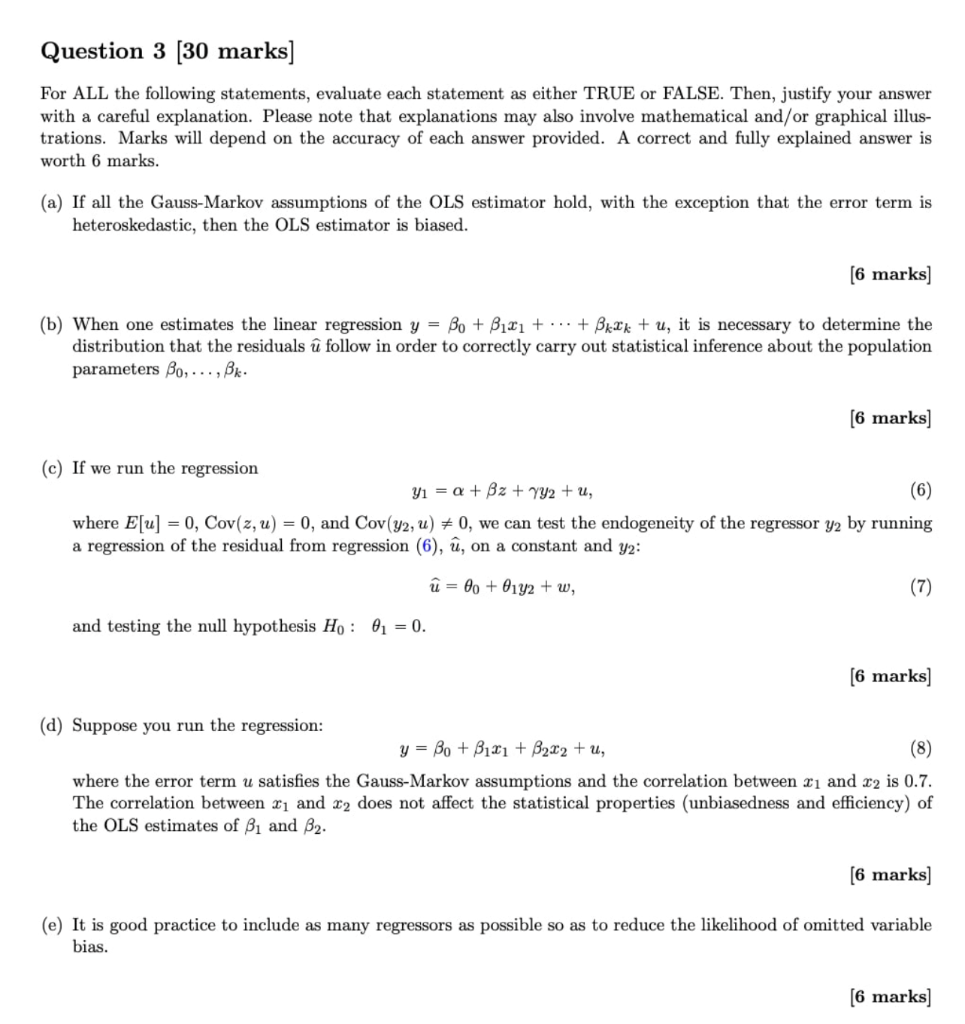 Solved Question 3 [30 marks] For ALL the following | Chegg.com