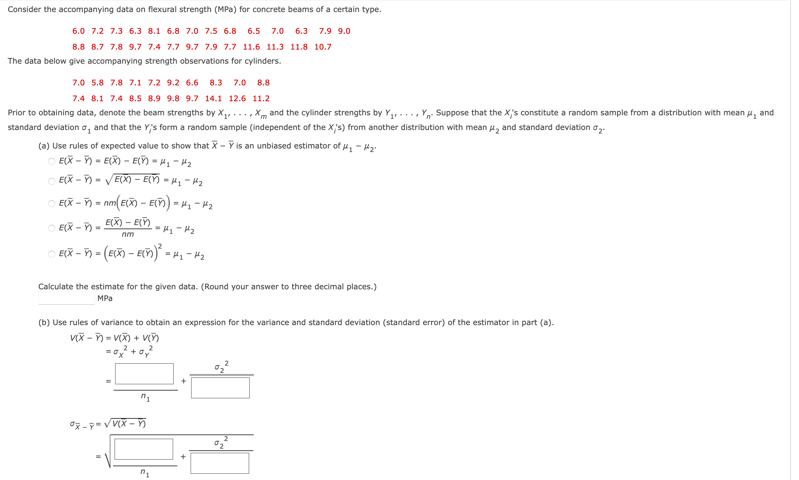 Solved Consider the accompanying data on flexural strength | Chegg.com