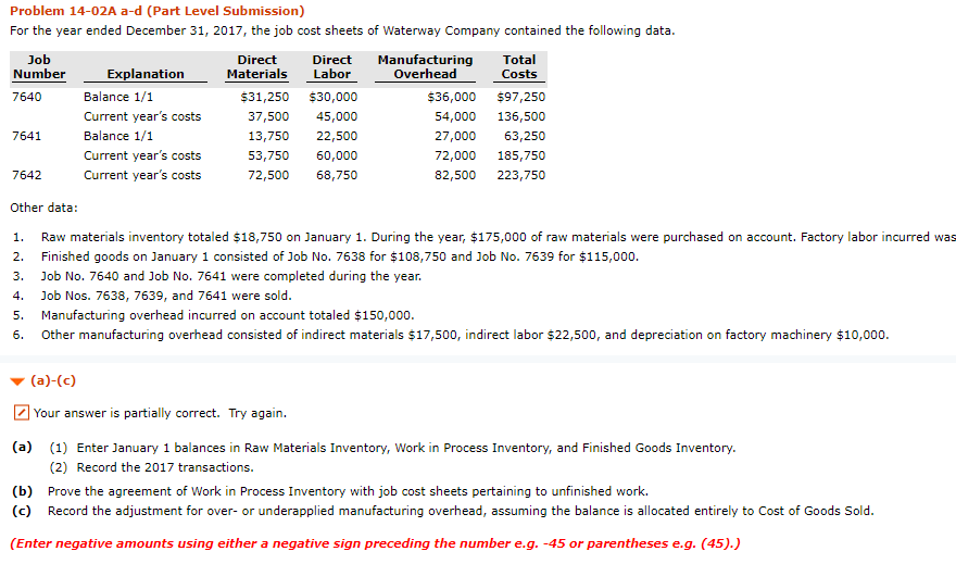 Solved Problem 14-02A a-d (Part Level Submission) For the | Chegg.com