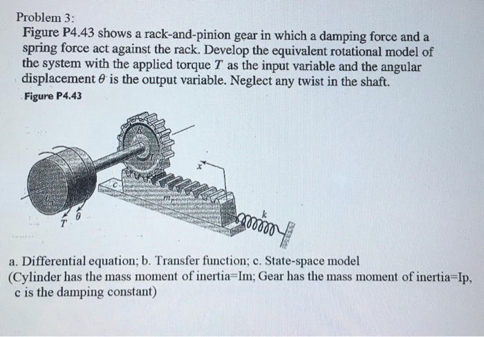 Solved Problem 3: Figure P4.43 shows a rack-and-pinion gear | Chegg.com