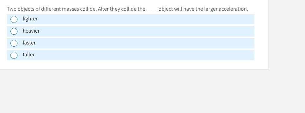 Solved Two objects of different masses collide. After they | Chegg.com