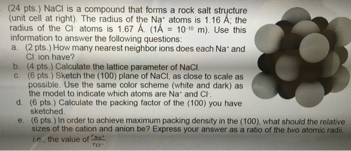 Solved NaCl is a compound that forms a rock salt structure | Chegg.com
