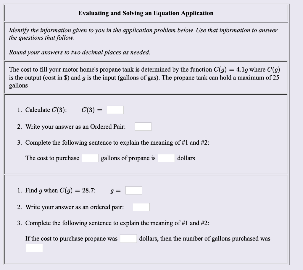 Solved Evaluating and Solving an Equation Application | Chegg.com