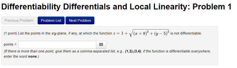 Solved Differentiability Differentials and Local Linearity: | Chegg.com