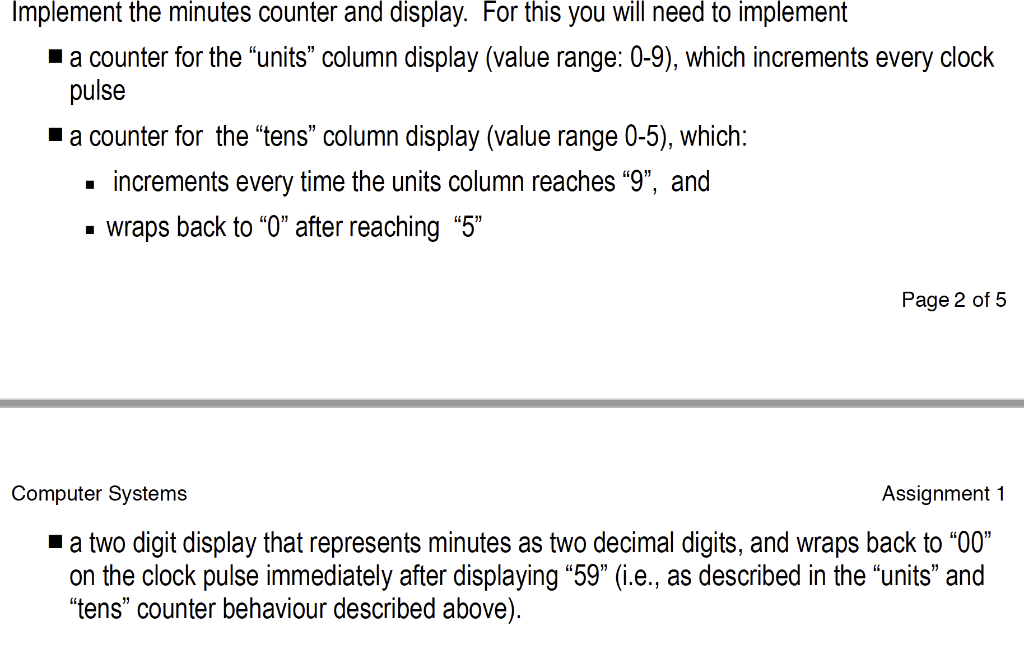 Solved Implement the minutes counter and display. For this | Chegg.com