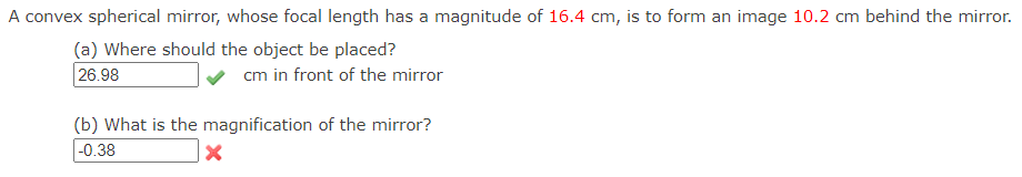 Solved A convex spherical mirror, whose focal length has a | Chegg.com