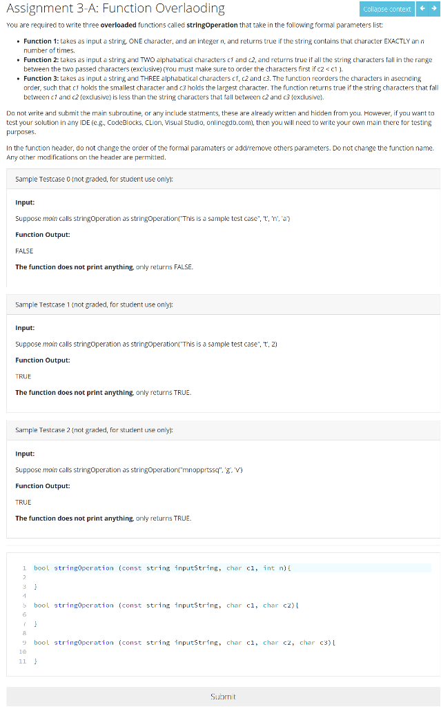 Solved C++ Question ---------------- Assignment 3-A: | Chegg.com
