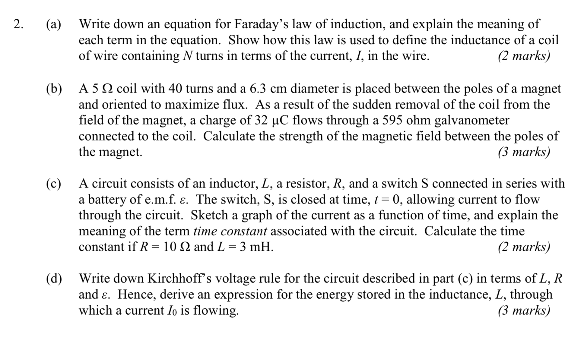 Solved (a) ﻿Write down an equation for Faraday's law of | Chegg.com