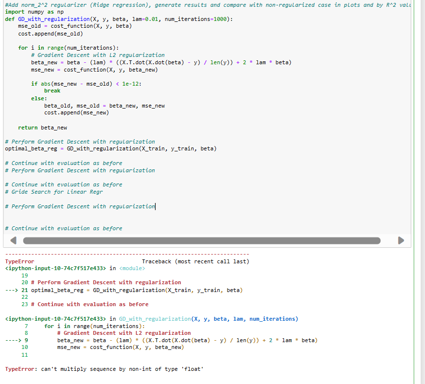 Solved \#Add norm_2^2 regularizer (Ridge regression), | Chegg.com