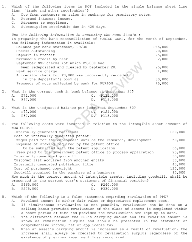 Solved 1. Which of the following items is NOT included in | Chegg.com