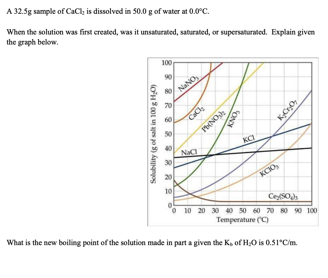 Solved A 32.5g sample of CaCl2 is dissolved in 50.0 g of | Chegg.com