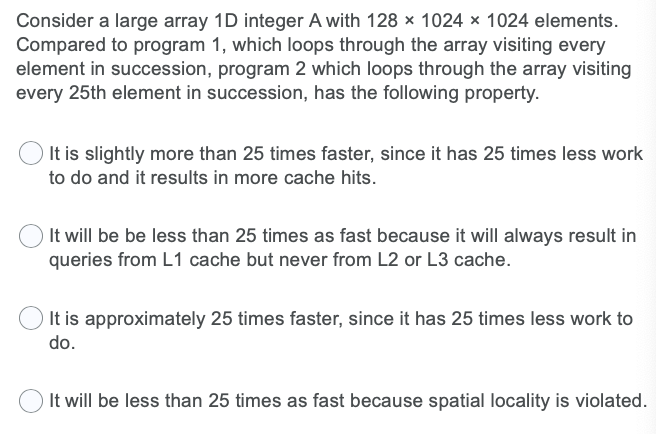 Solved Consider a large array 1D integer A with 128 x 1024 x | Chegg.com
