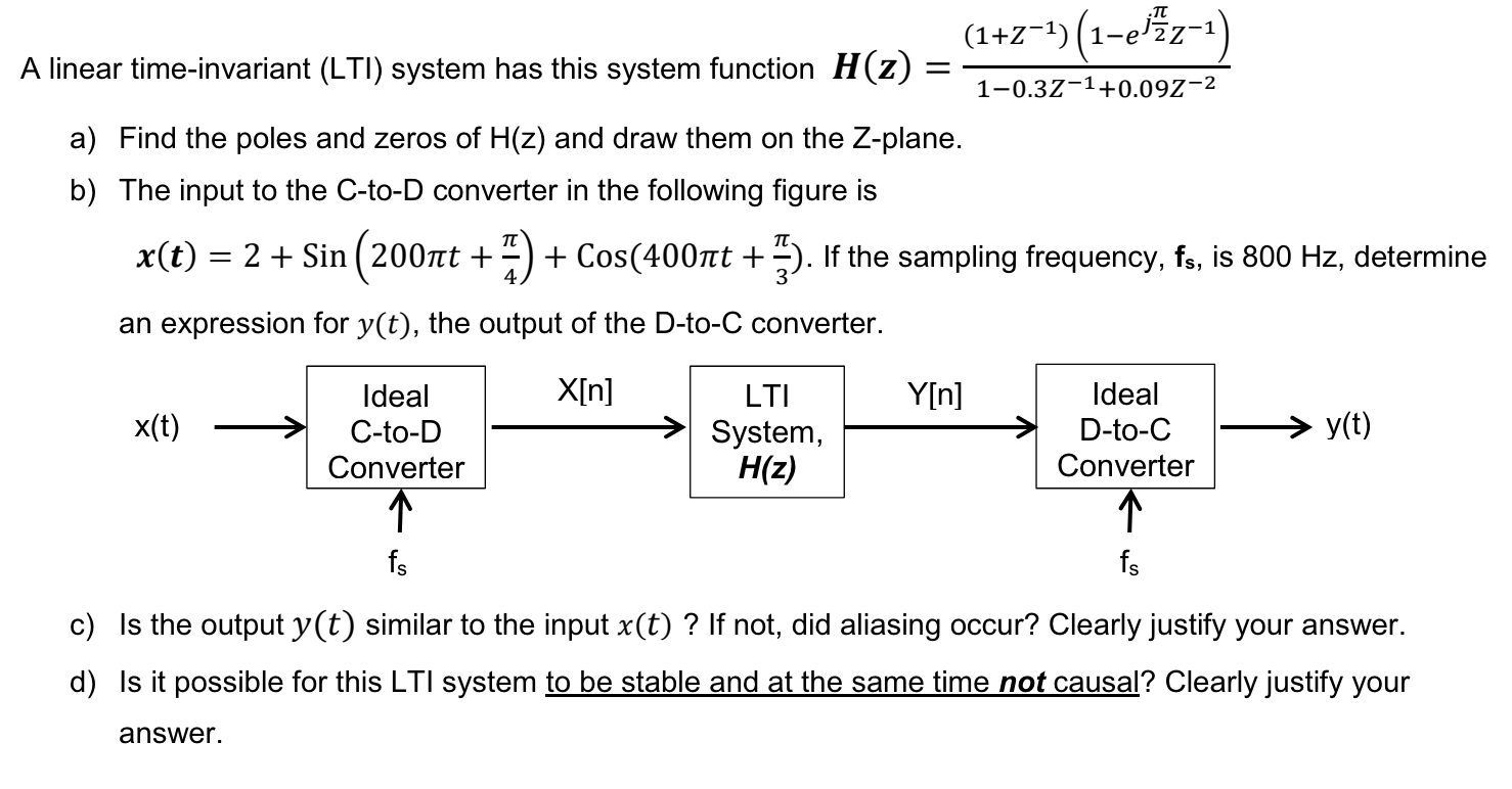 A linear time-invariant (LTI) ﻿system has this system | Chegg.com