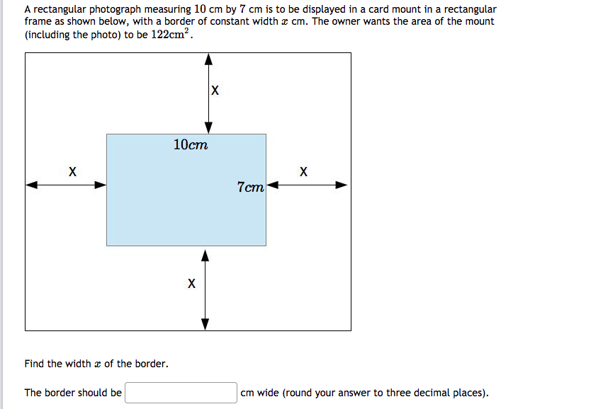 Solved A Rectangular Photograph Measuring 10 Cm By 7 Cm Is Chegg