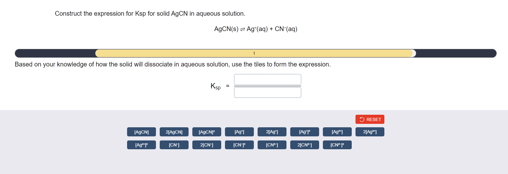 Solved Construct the expression for Ksp for solid AGCN in | Chegg.com