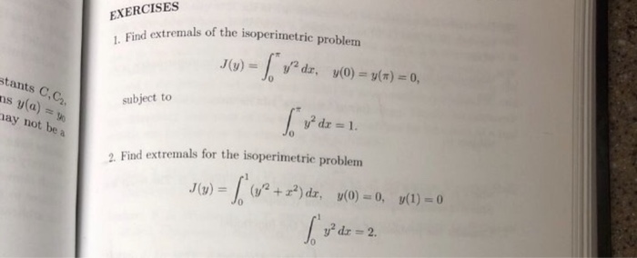 Solved EXERCISES Find extremals of the isoperimetric problem | Chegg.com