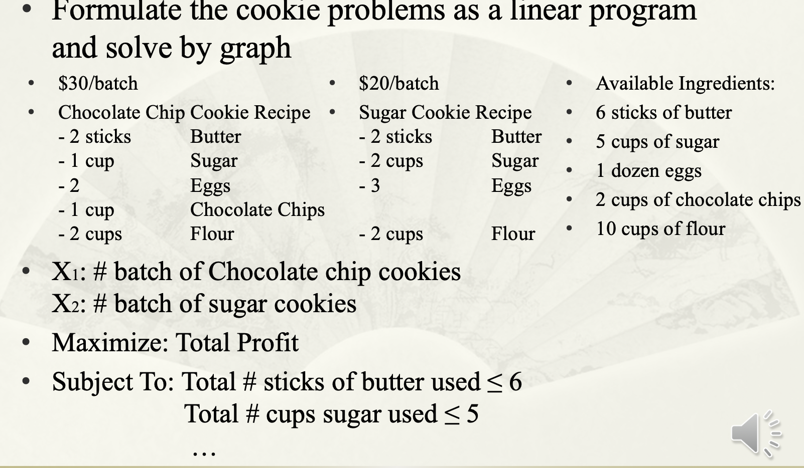 Solved O • Formulate the cookie problems as a linear program | Chegg.com