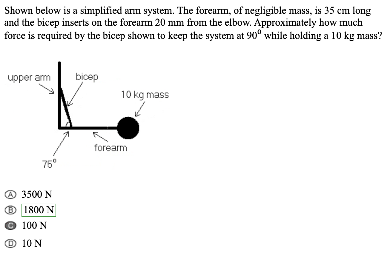 Solved Shown below is a simplified arm system. The forearm, | Chegg.com