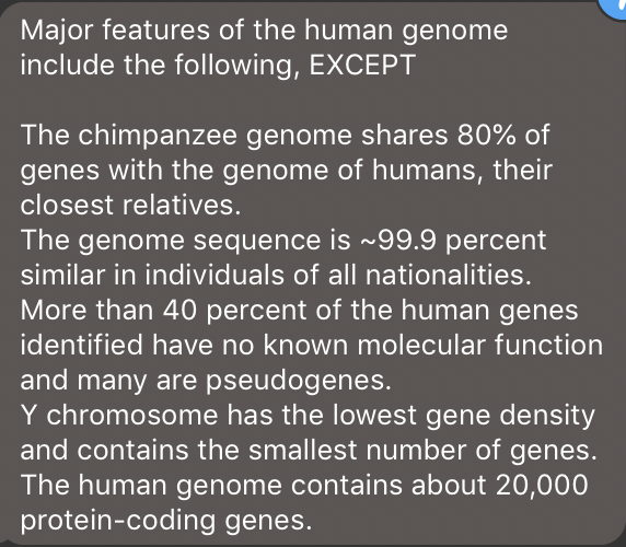 Solved Major features of the human genome include the | Chegg.com