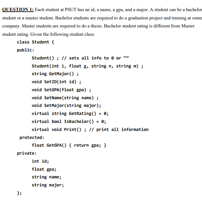 Solved QUESTION 1: Each student at PSUT has an id, a name, a | Chegg.com