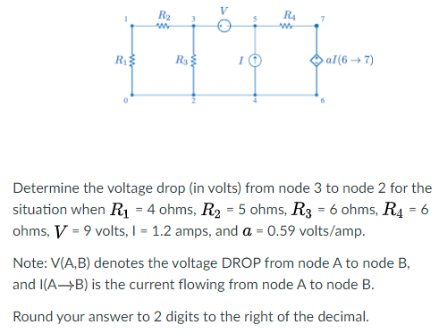 Solved V R w R4 w 7 al( 67) Determine the voltage drop (in | Chegg.com
