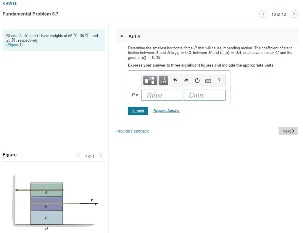 Solved HW19 Fundamental Problem 8.7 10 of 13 > Blocks A, B, | Chegg.com