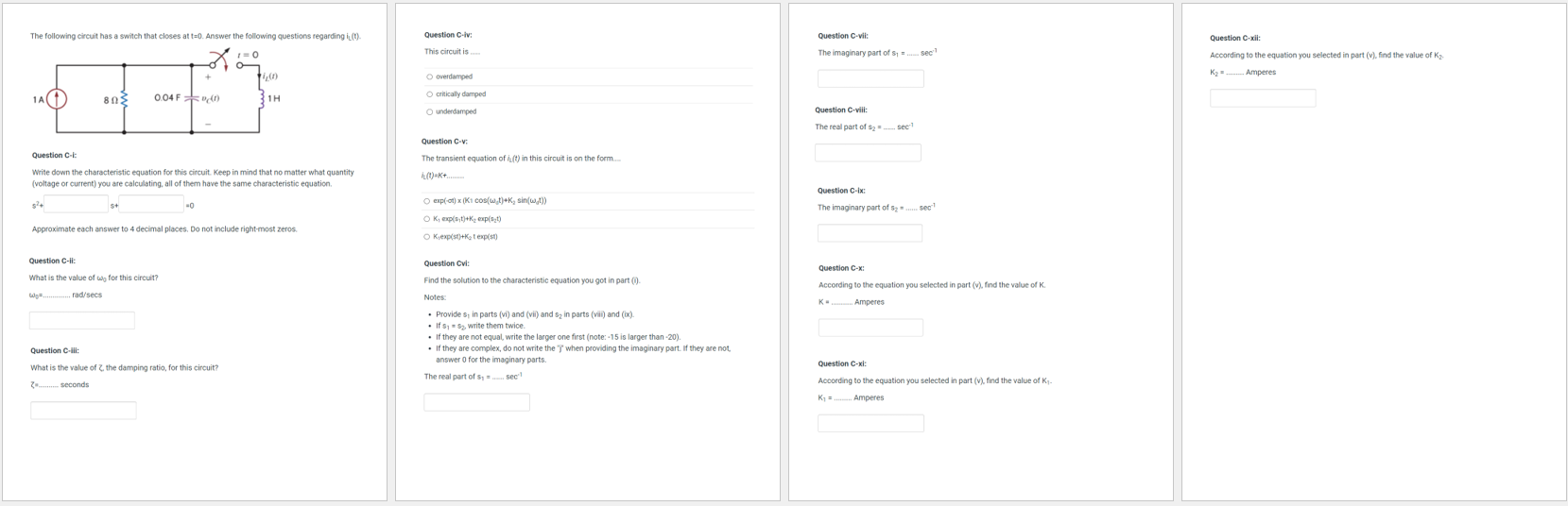 Please solve the 2nd order transient circuit so that | Chegg.com