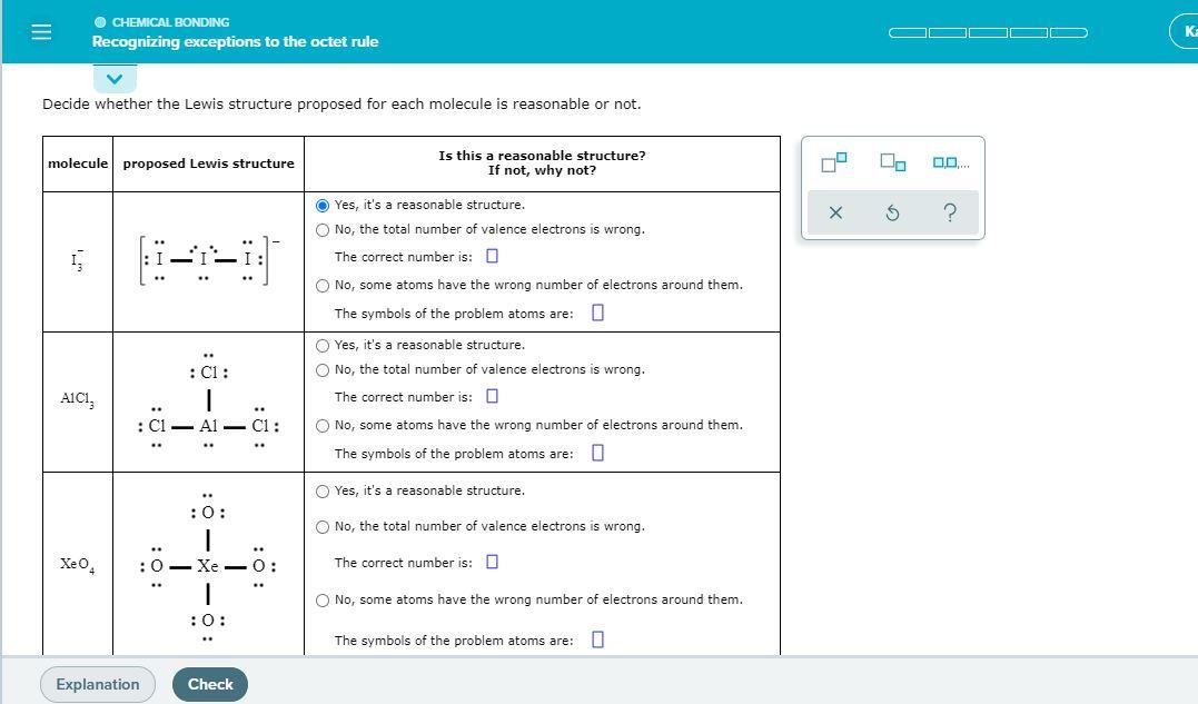 Solved III CHEMICAL BONDING Recognizing exceptions to the | Chegg.com
