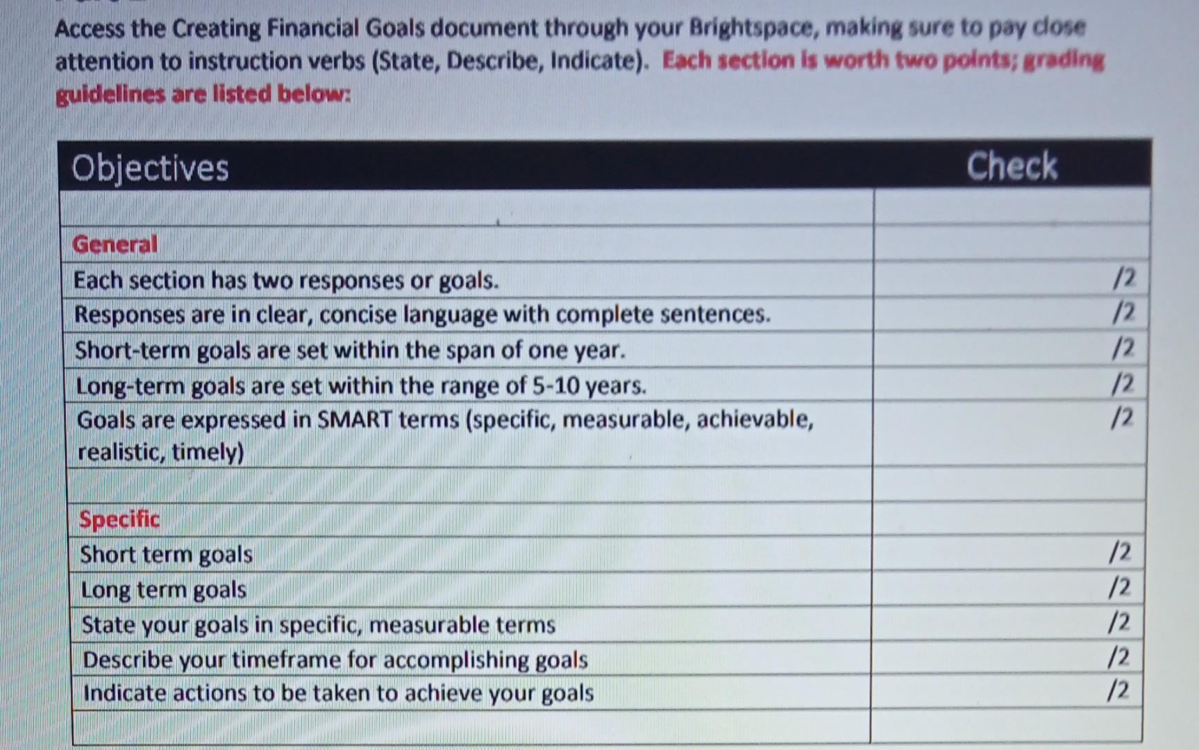 Access the Creating Financial Goals document through | Chegg.com