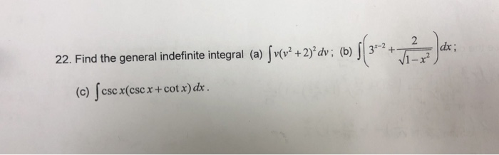 Solved 22. Findthegeneralindefiniteintegral (a)[r(V2+2)2dy, | Chegg.com