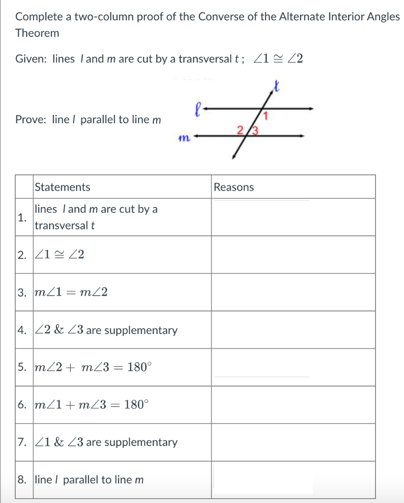 Solved Complete a two-column proof of the Converse of the | Chegg.com
