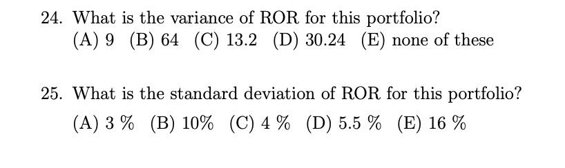 Solved 5 Portfolio Mean and Variance Table 3: Annual ROR | Chegg.com