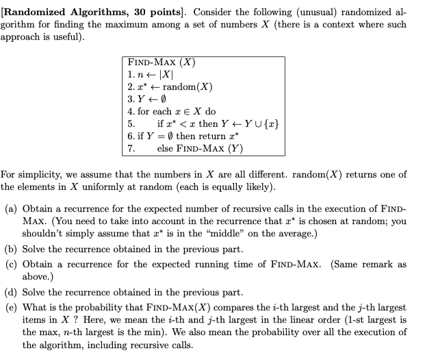 [Randomized Algorithms]. Consider the following | Chegg.com