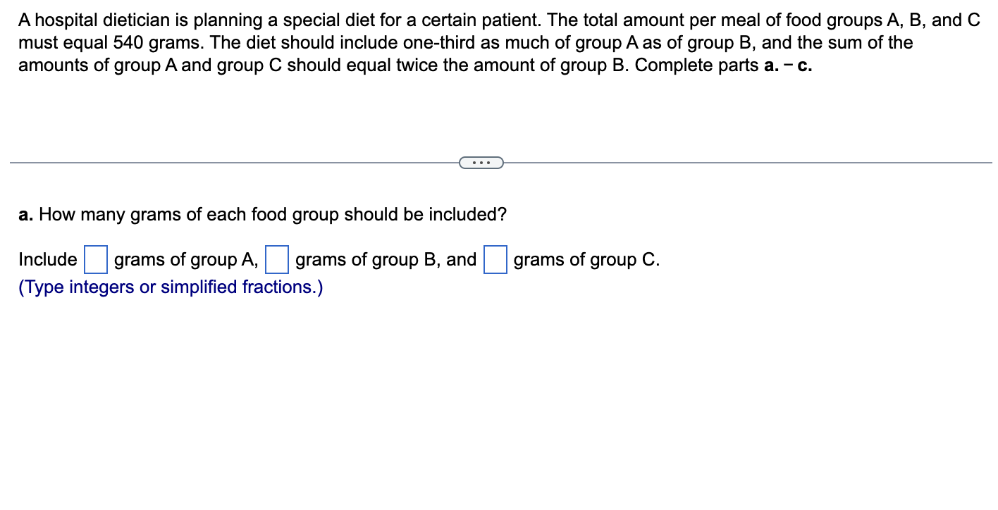 Solved A hospital dietician is planning a special diet for a | Chegg.com