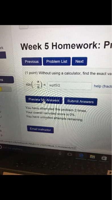 You have attempted this problem 2 times. Your | Chegg.com