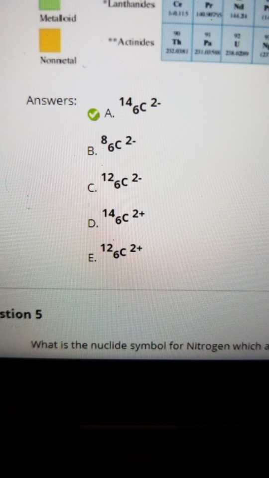 Solved What is the nuclide symbol for carbon which has 8 | Chegg.com