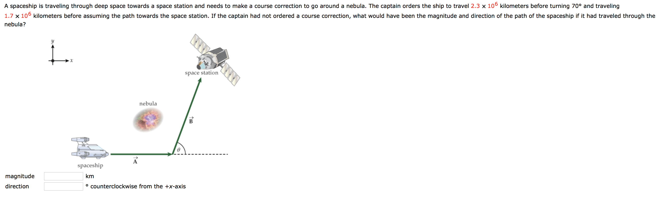 Solved A spaceship is traveling through deep space towards a | Chegg.com