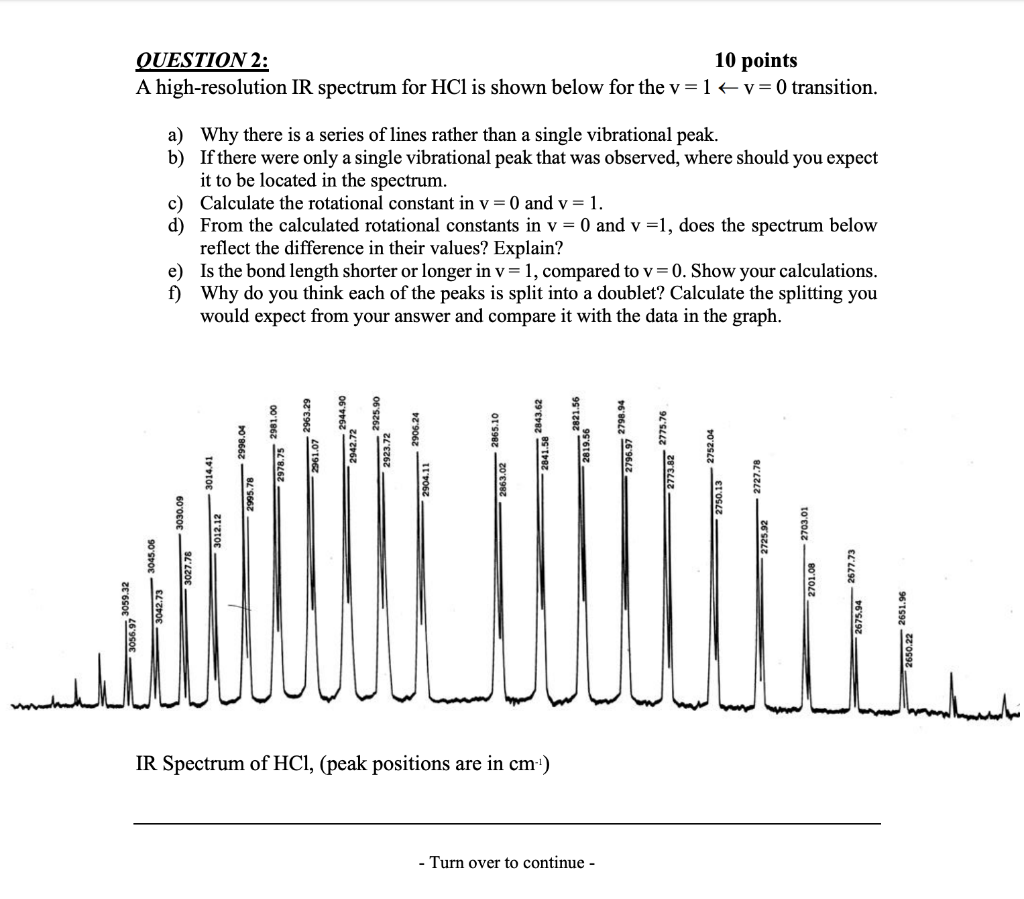 QUESTION 2: 10 points A high-resolution IR spectrum | Chegg.com