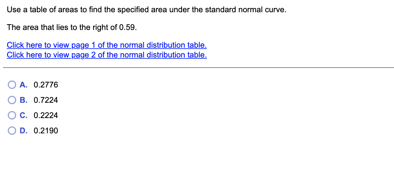 Solved Use a table of areas to find the specified area under | Chegg.com