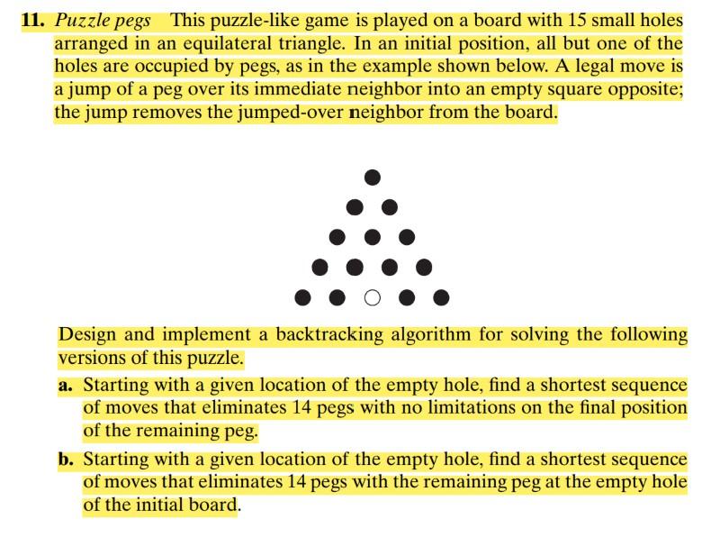 Solved 1. Puzzle pegs This puzzle-like game is played on a | Chegg.com