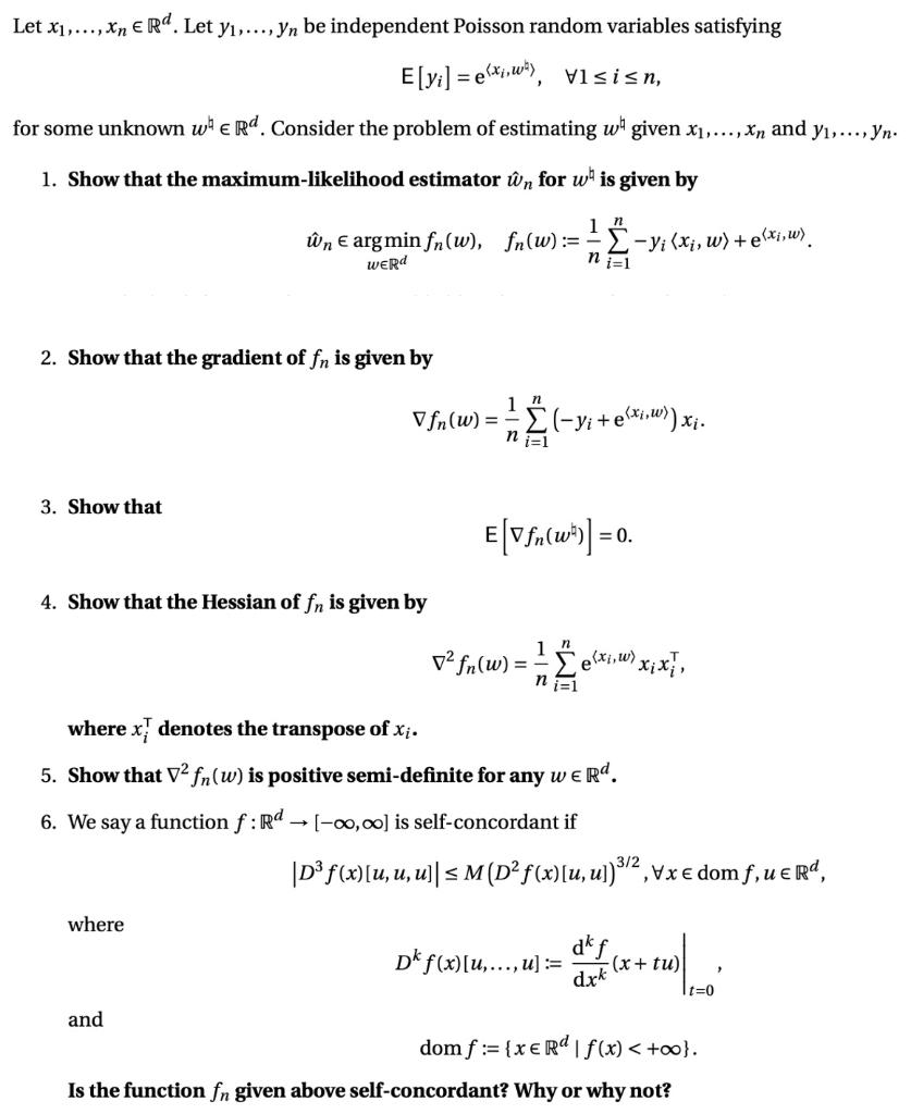 Solved Let x1,…,xn∈Rd. Let y1,…,yn be independent Poisson | Chegg.com